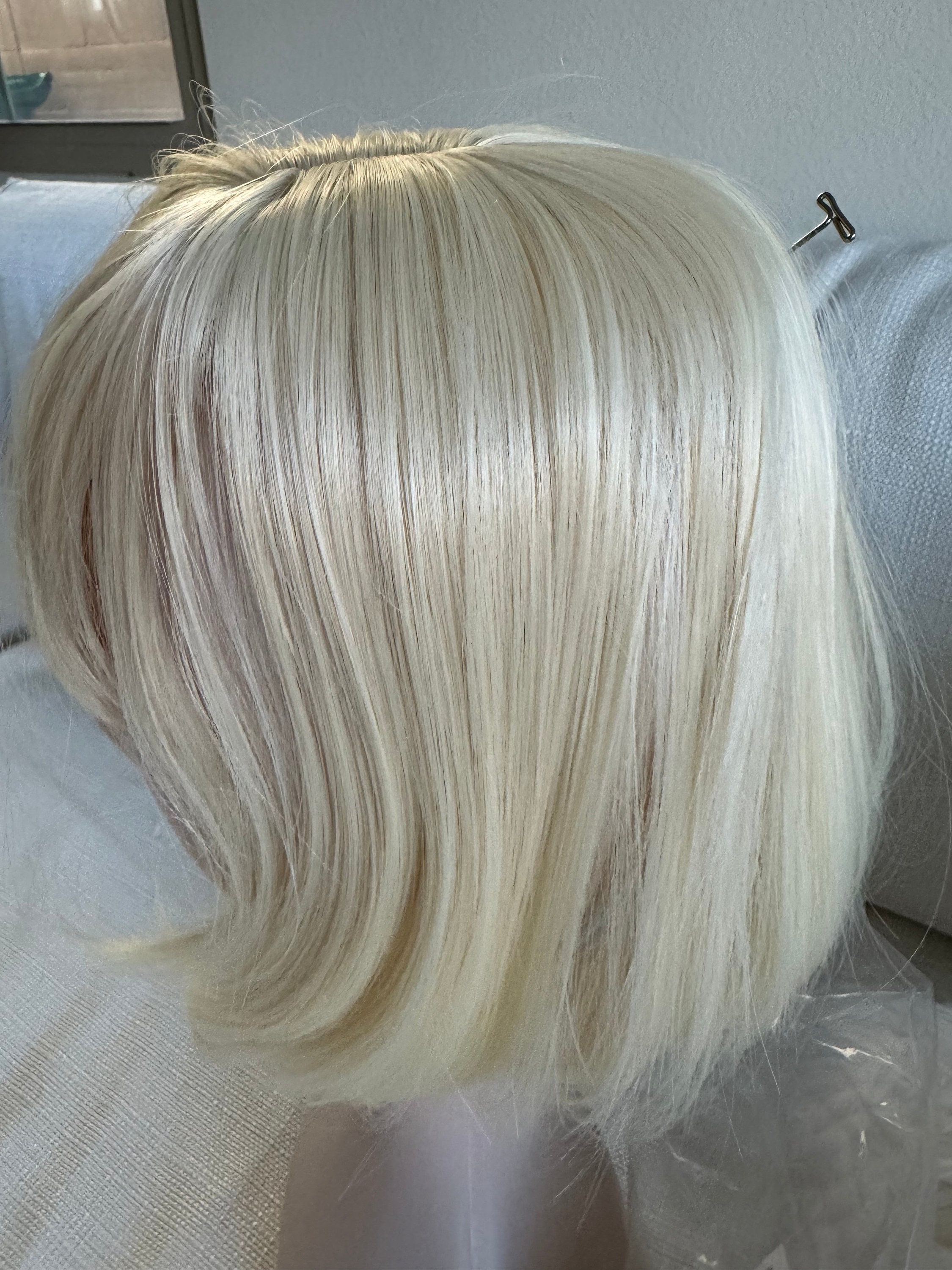 Synthetic Hair Toppers With Bangs Bleach Blonde Platinum Blonde Clip in ...