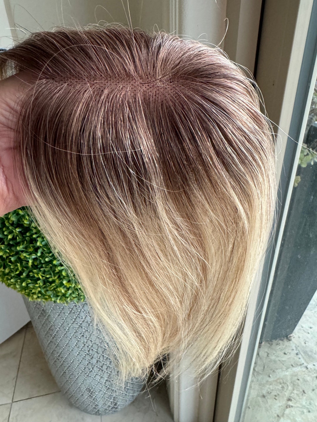 Tillstyle 100% Remy Human Hair Toppers Platinum Blonde Ash Brown ...