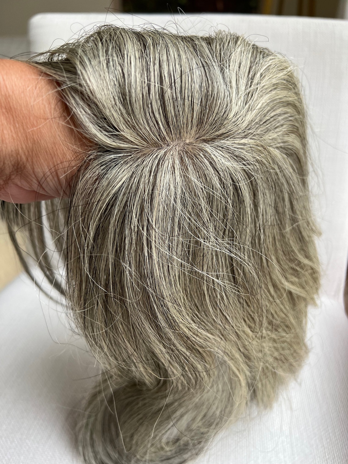 Tillstyle Human Hairtopper Salt and Pepper Thinning Crown Clip in Hair ...