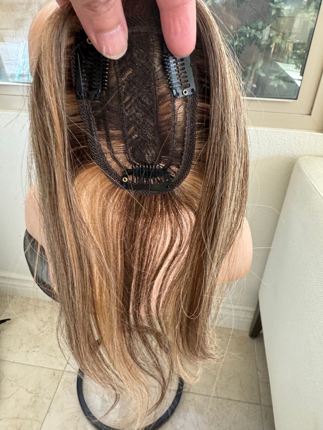 Till Style Human Hair Topper for Women Brown Ombre Blonde Highlights - Etsy