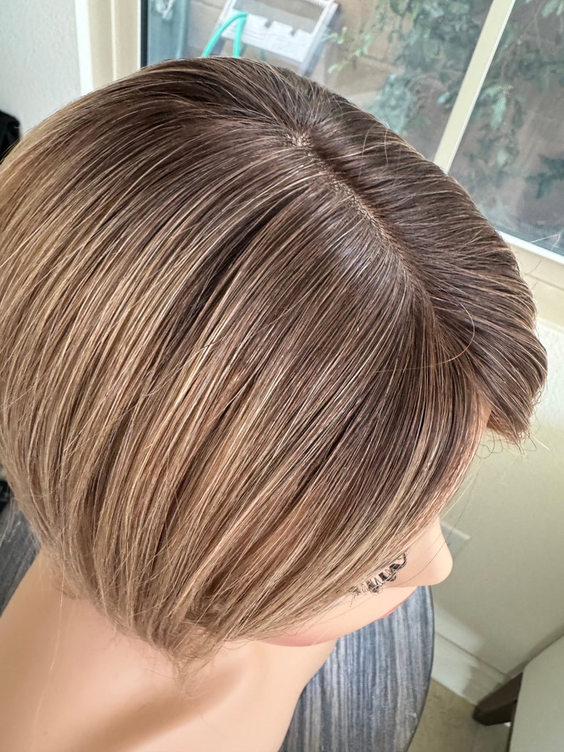 Till Style Remy Human Hair Toppers With Bangs Ombre /brown Roots - Etsy
