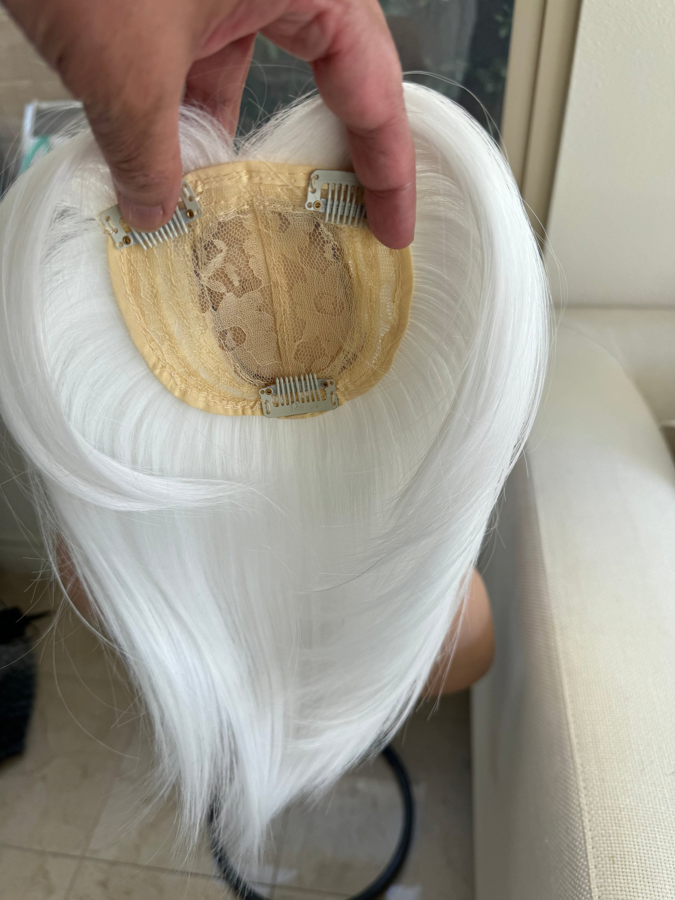 Till Style Pure White Hair Toppers for Women Real Part /clip in Hair ...