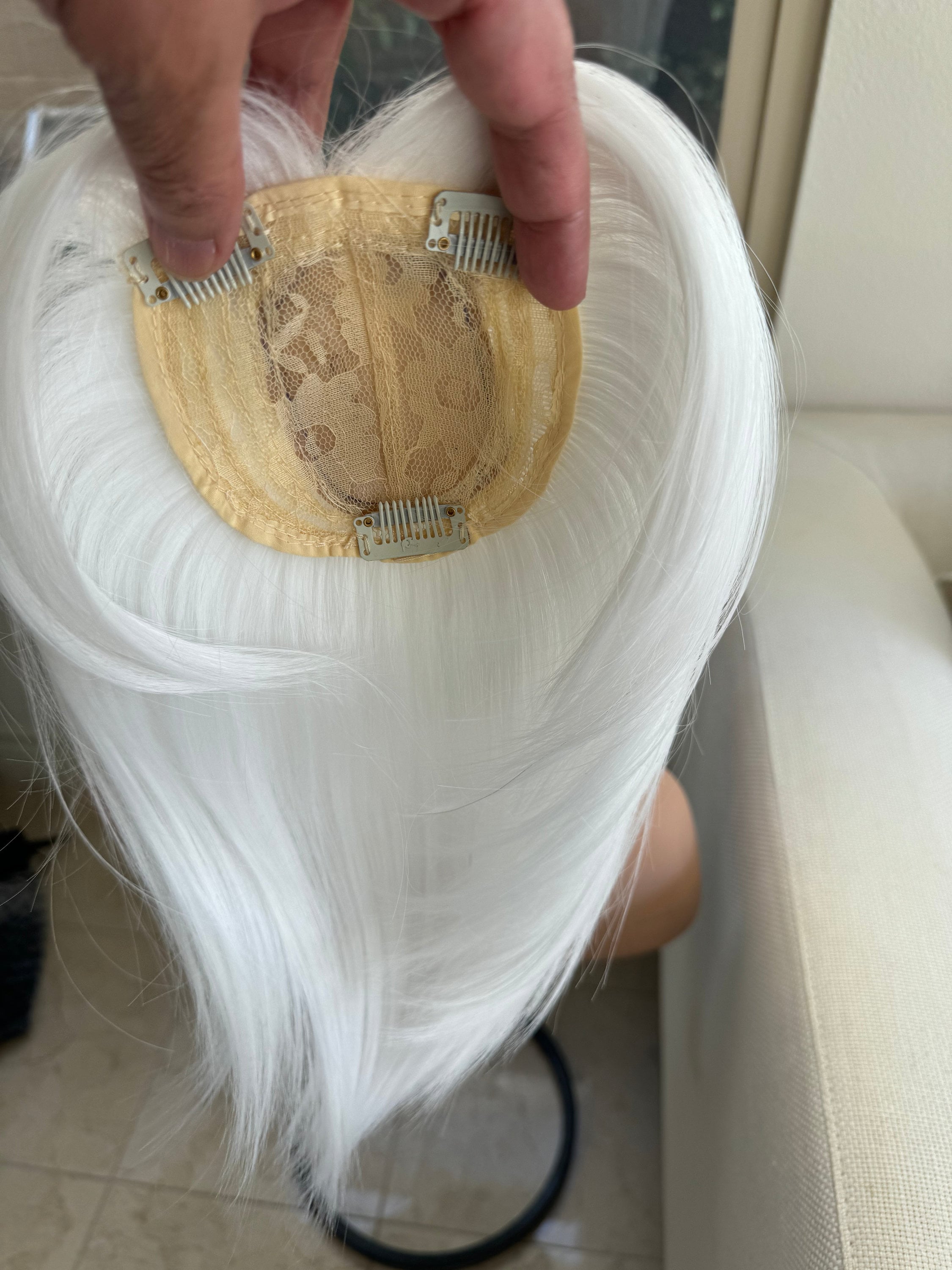 Till Style Pure White Hair Toppers for Women Real Part /clip in Hair ...