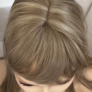 Synthetic Hair Topper With Bangs Ombre With Dull Blonde Highlights Clip ...