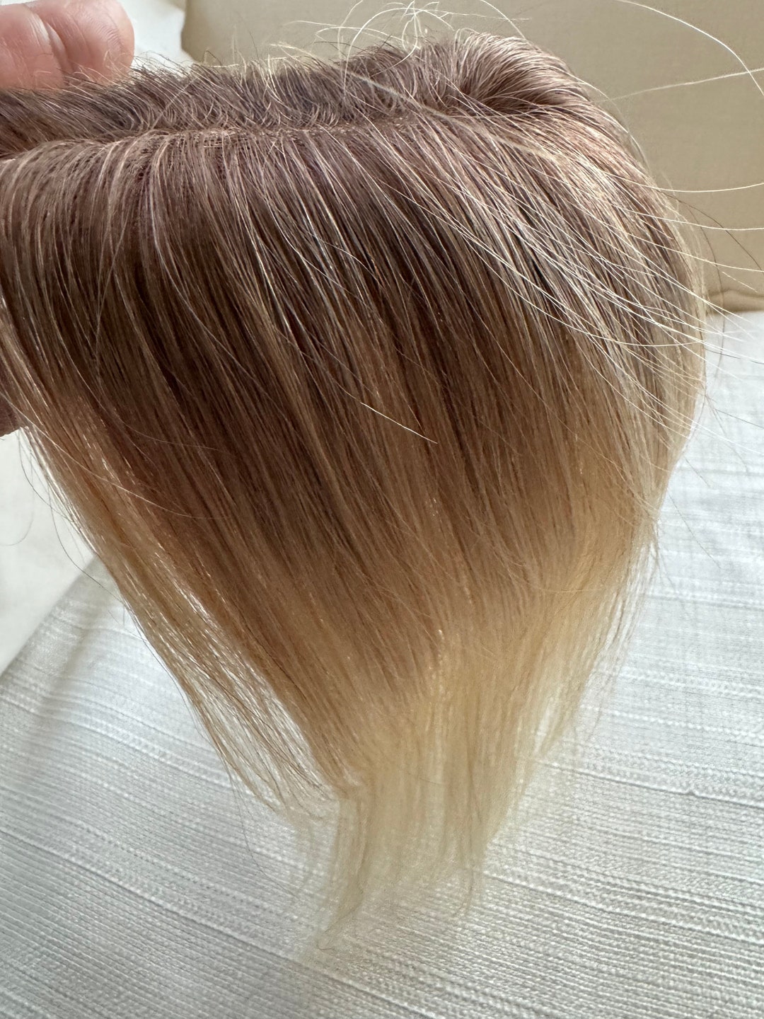 Tillstyle 100% Human Hair Toppers Platinum Blonde Ash Brown Rooted ...