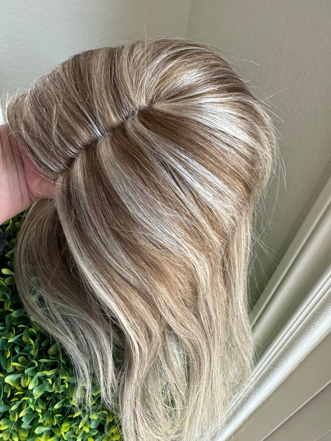 Human Hair Topper With Mono Base Light Blonde Highlighted - Etsy