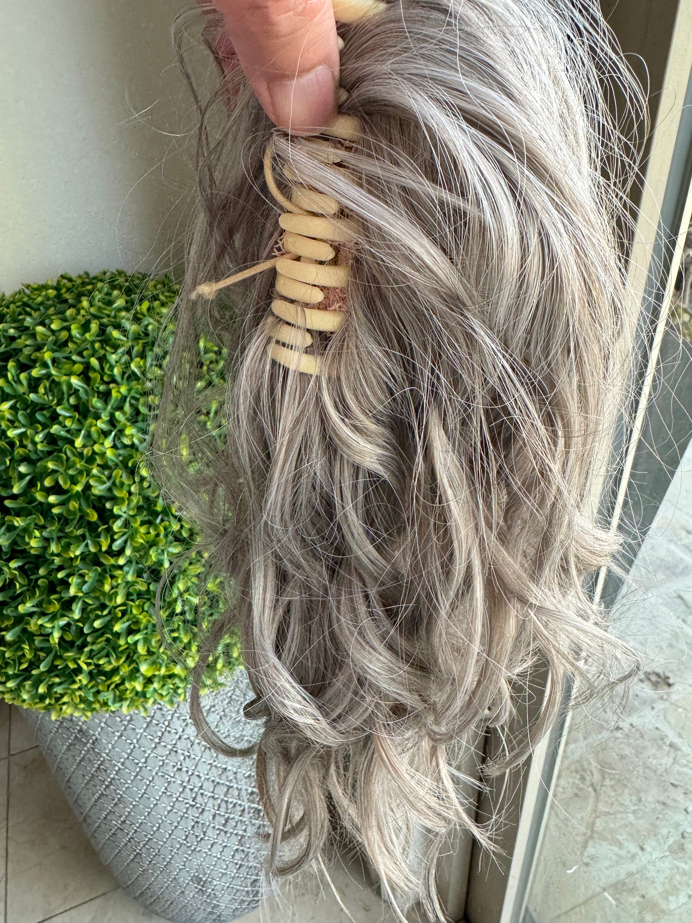 Tillstyle Ashblonde Grey Clip in Ponytail Claw Clip Pony Tail Ash Brown ...