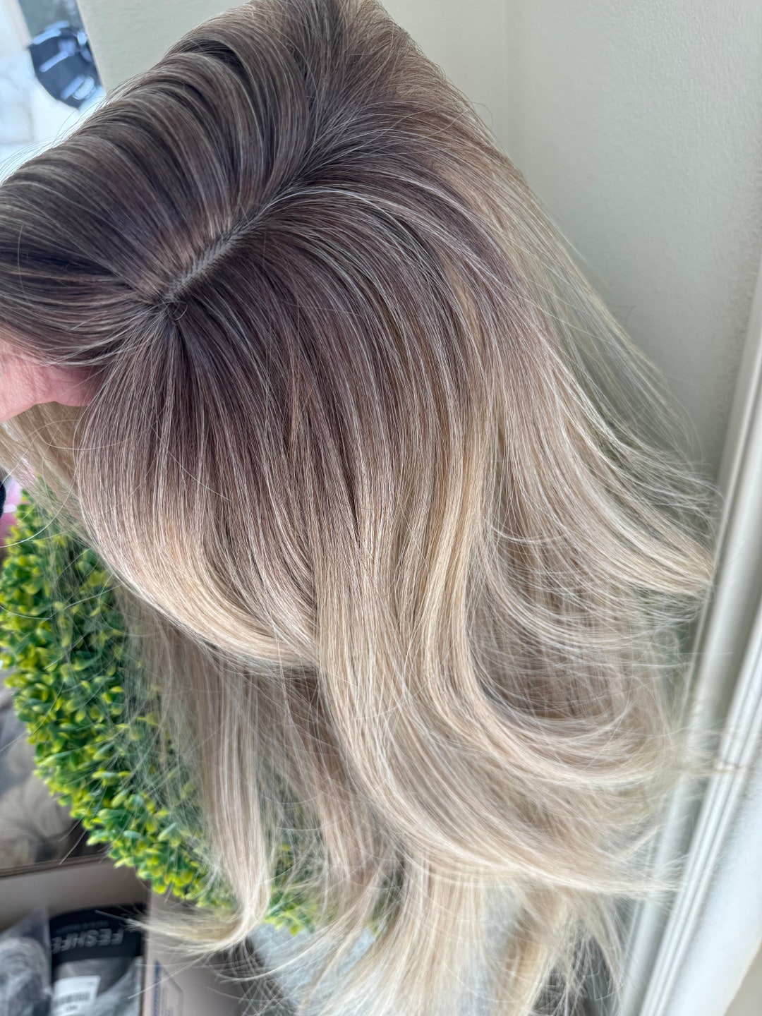 Tillstyle Ash Blonde With Ash Brown Roots Hair Toppers With Bangs - Etsy