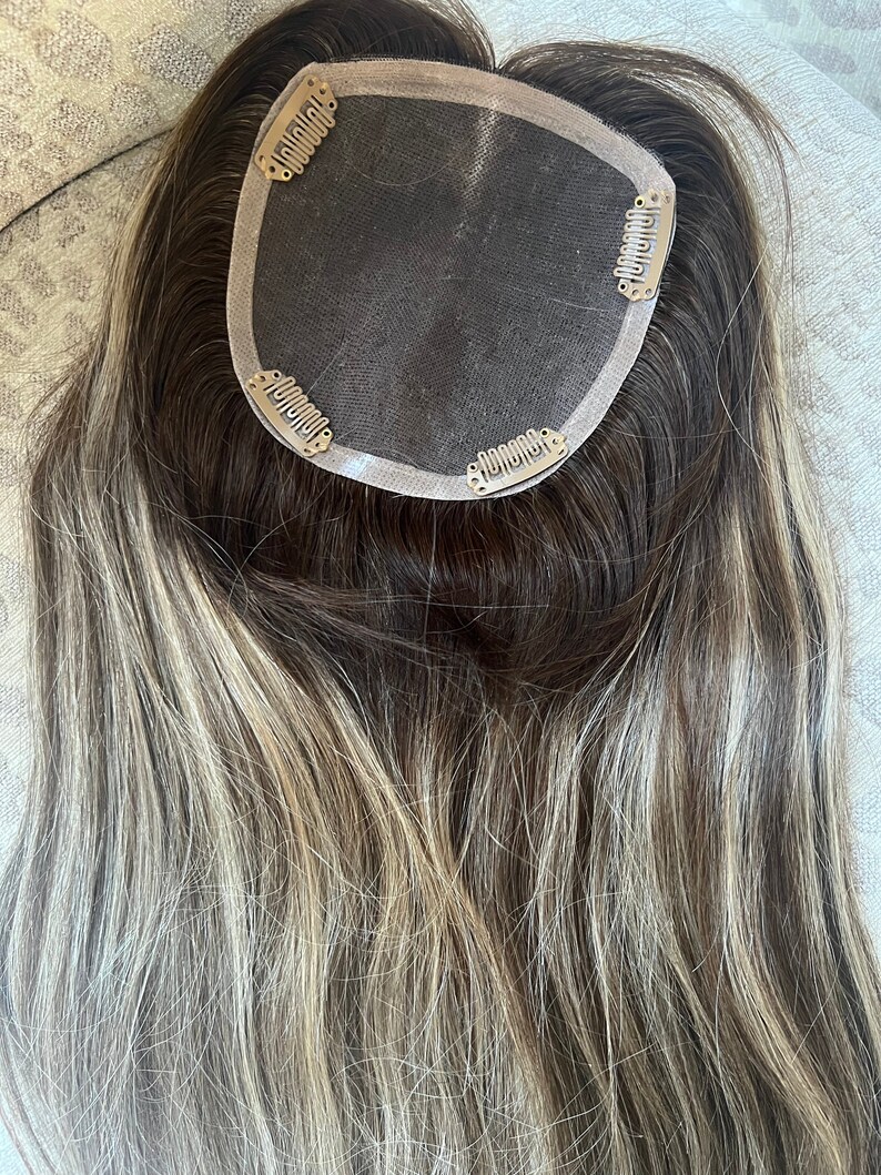 Tillstyle Remy Hair Topper for Women Mono Base Dark Brown Dull Blonde ...