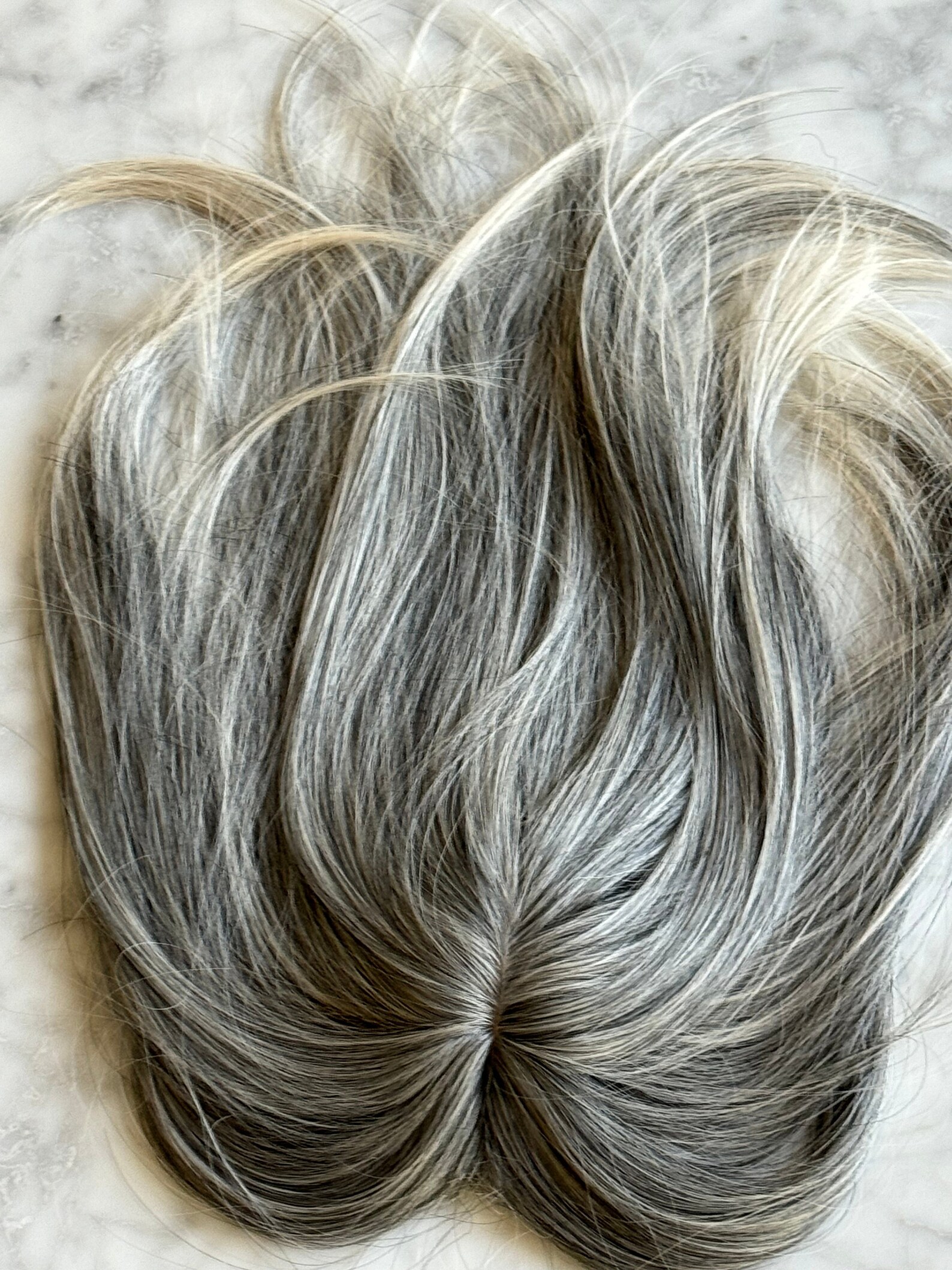 Till Style Grey Hair Toppers for Women Salt and Pepper Pale White With Yellowish White Ends ...