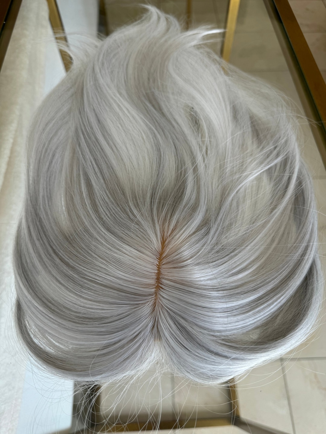 Tillstyle White Grey Highlighted Hair Toppers for Women Real Part /clip ...