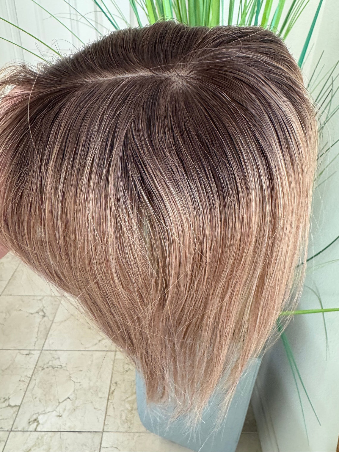 Till Style Remy Human Hair Toppers With Bangs Ash Brown Highlighted - Etsy