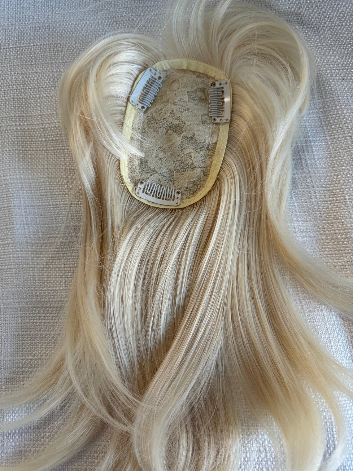 Synthetic Hair Toppers With Bangs Bleach Blonde Platinum Blonde Clip in ...