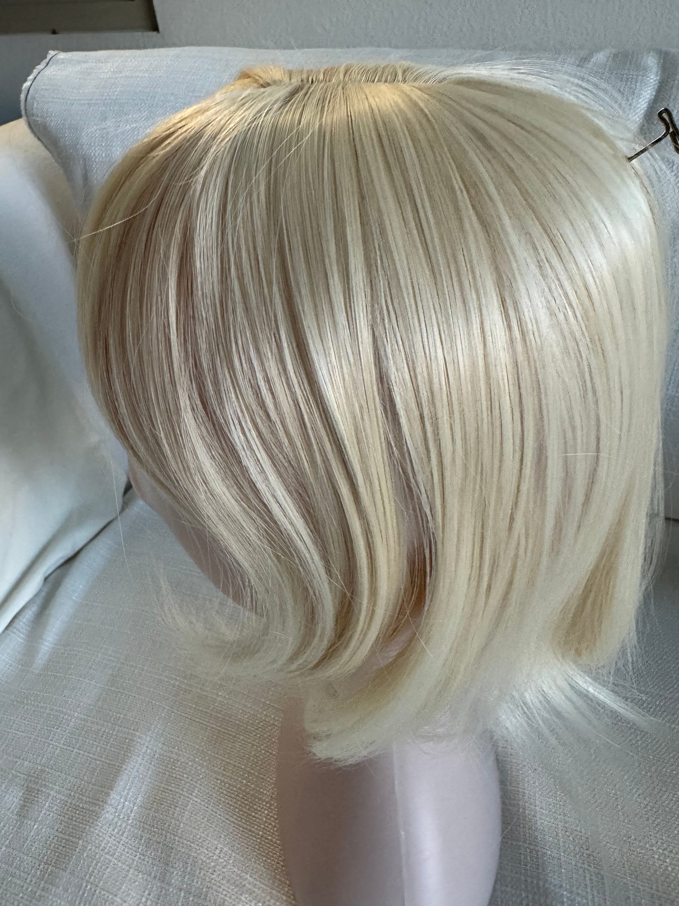 Synthetic Hair Toppers With Bangs Bleach Blonde Platinum Blonde Clip in ...