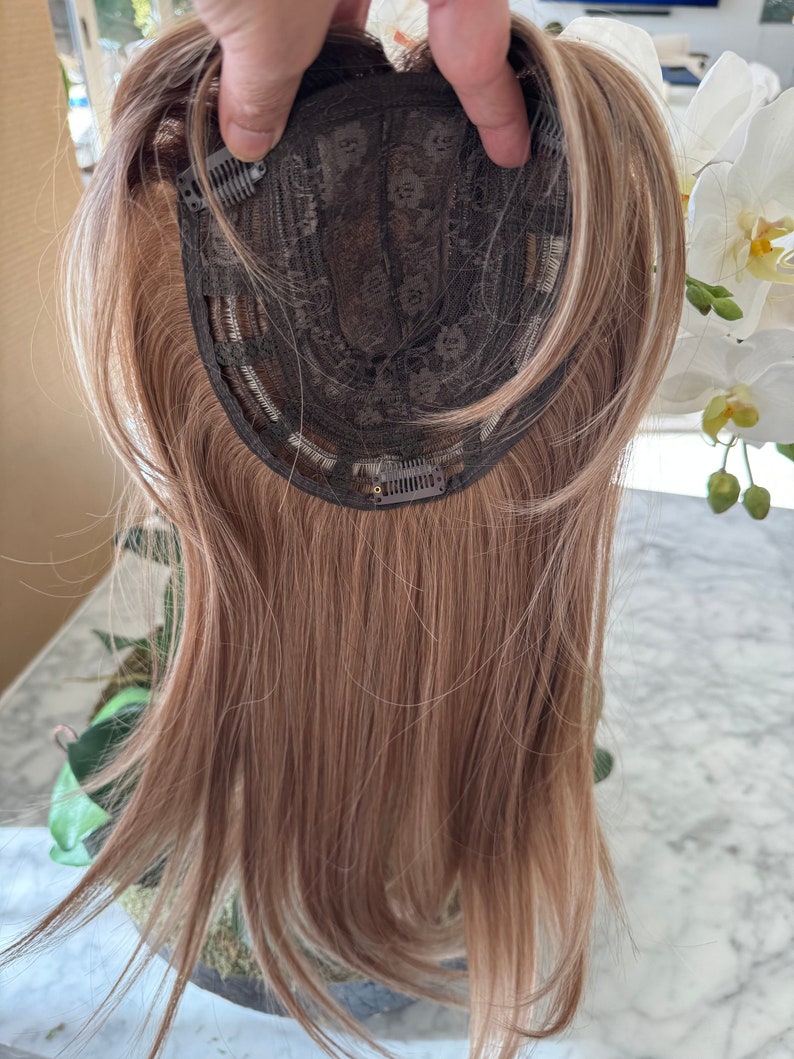 Tillstyle Caramel Brown Topper With Bangs/highlighted Brown - Etsy