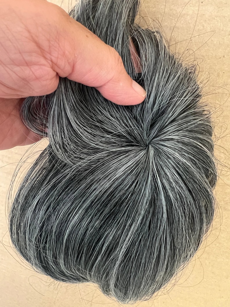 Salt and Pepper Grey Hair Topper, Clip-in Crown Volumizer (10 Inch) - Etsy