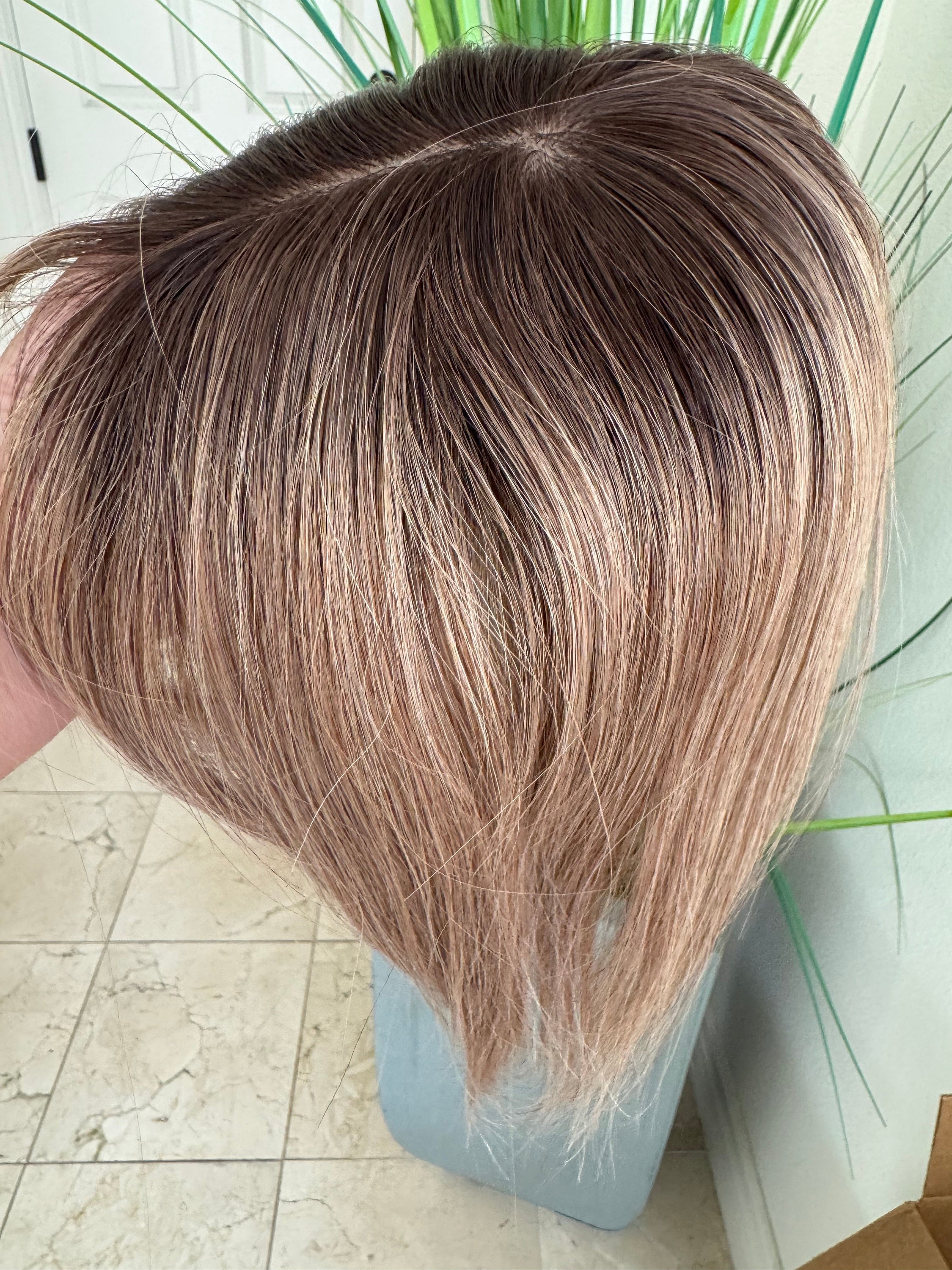 Till Style Remy Human Hair Toppers With Bangs Ash Brown Highlighted - Etsy