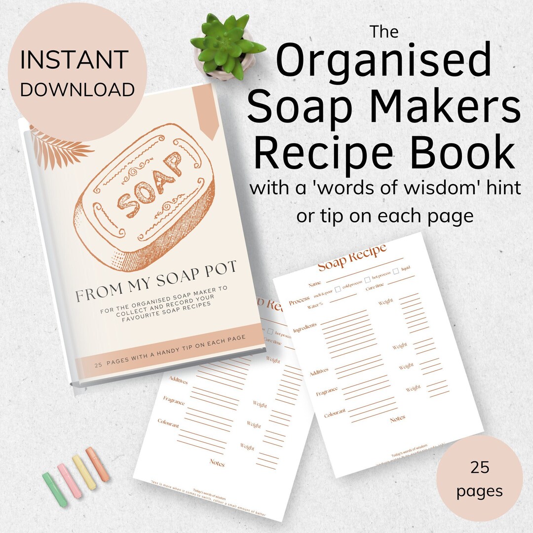 Soap Recipe Book PRINTABLE A4 Blank PDF for All Organised Soap - Etsy
