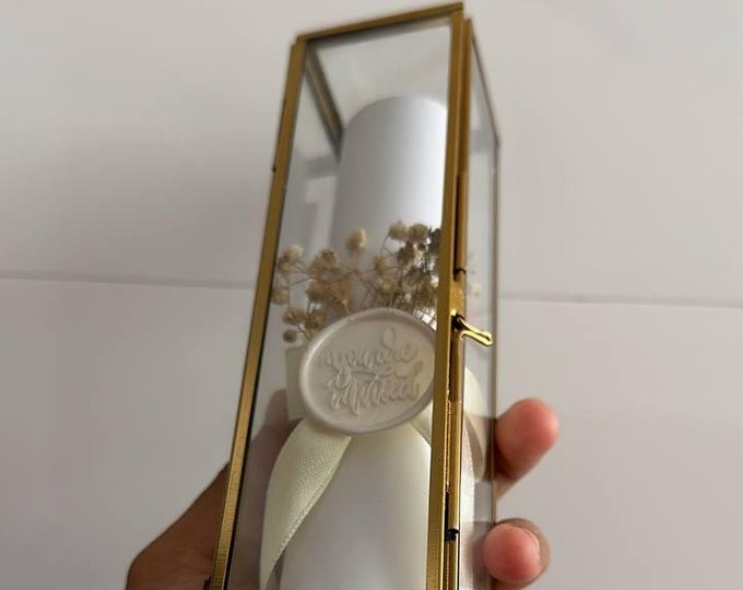 Vintage Glass Box for Invitations Letter Handmade Glass Scroll Box for ...