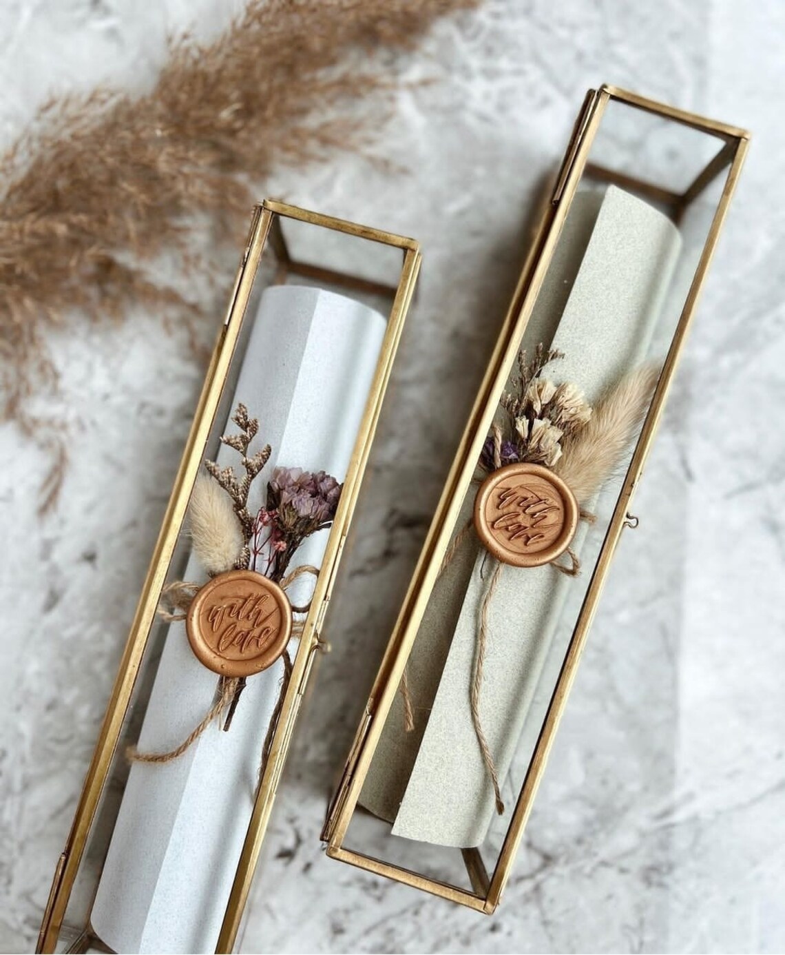 Vintage Metal Glass Box for Letter Love Scroll Letter Box Boyfriend ...