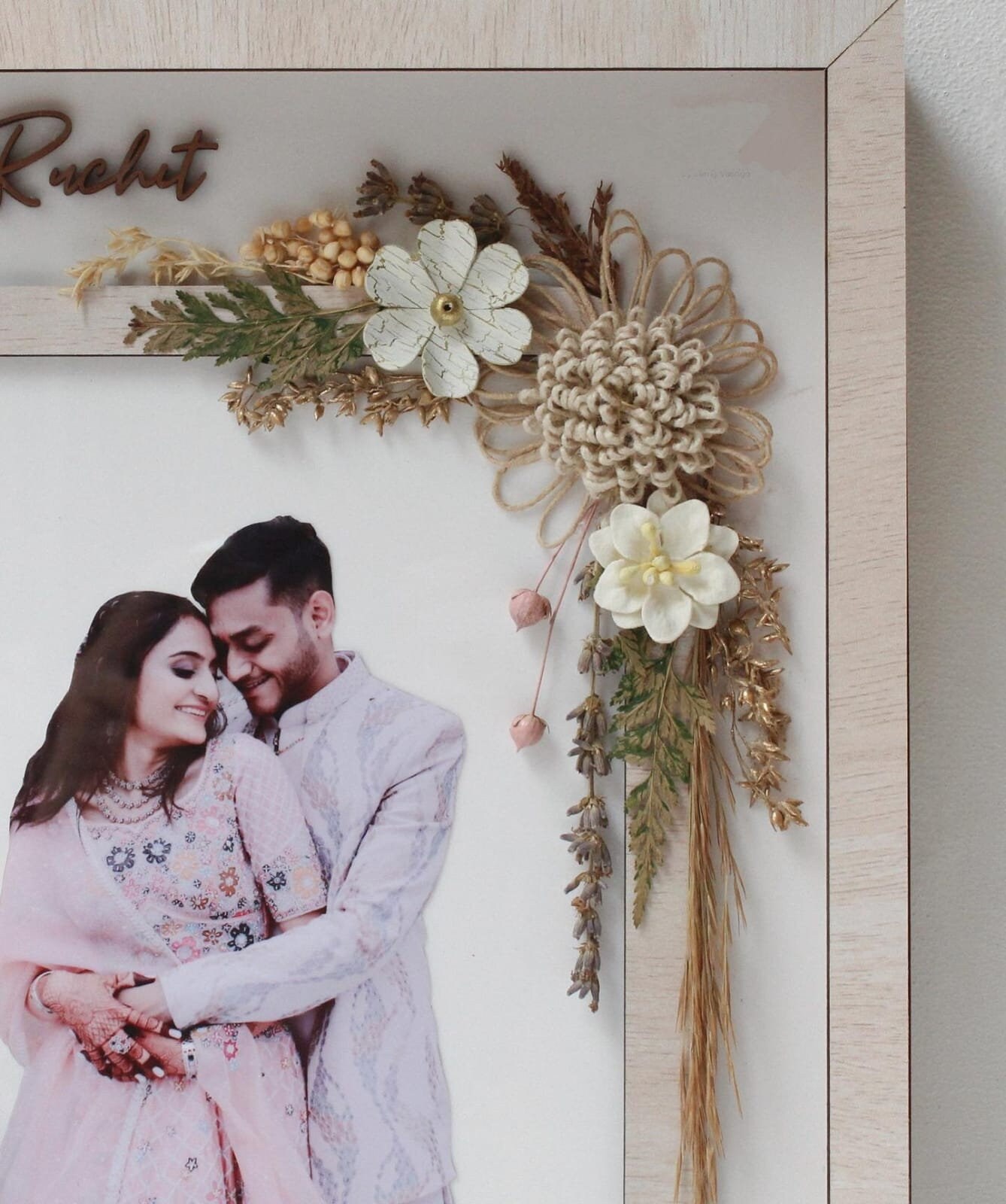 Forever Wooden Dry Flower Frame for Couples Personalized Engagement ...