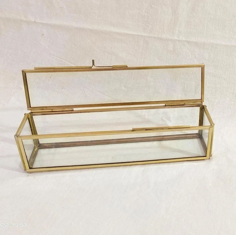 Wedding Invite Plain Metal Glass Box for Letter Jewelry Organizer ...