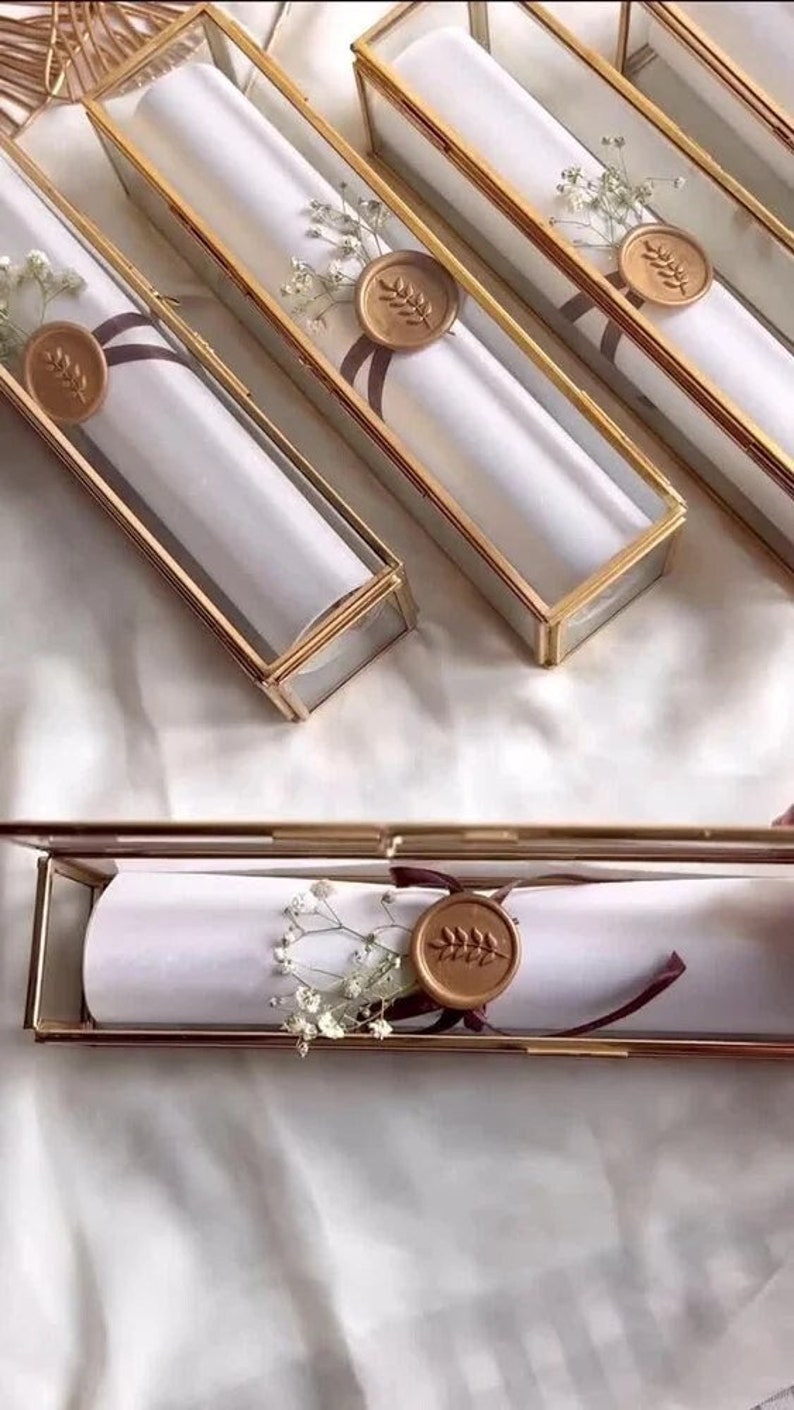 New Box Glass and Metal Scroll Box Wedding Card Invite Birthday ...