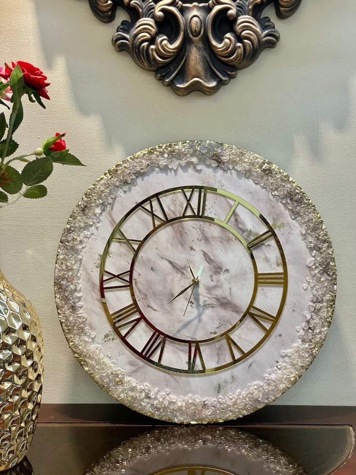 Custom Made Resin Olive Wood Wall Clock Resin Ocean Art Glass - Etsy