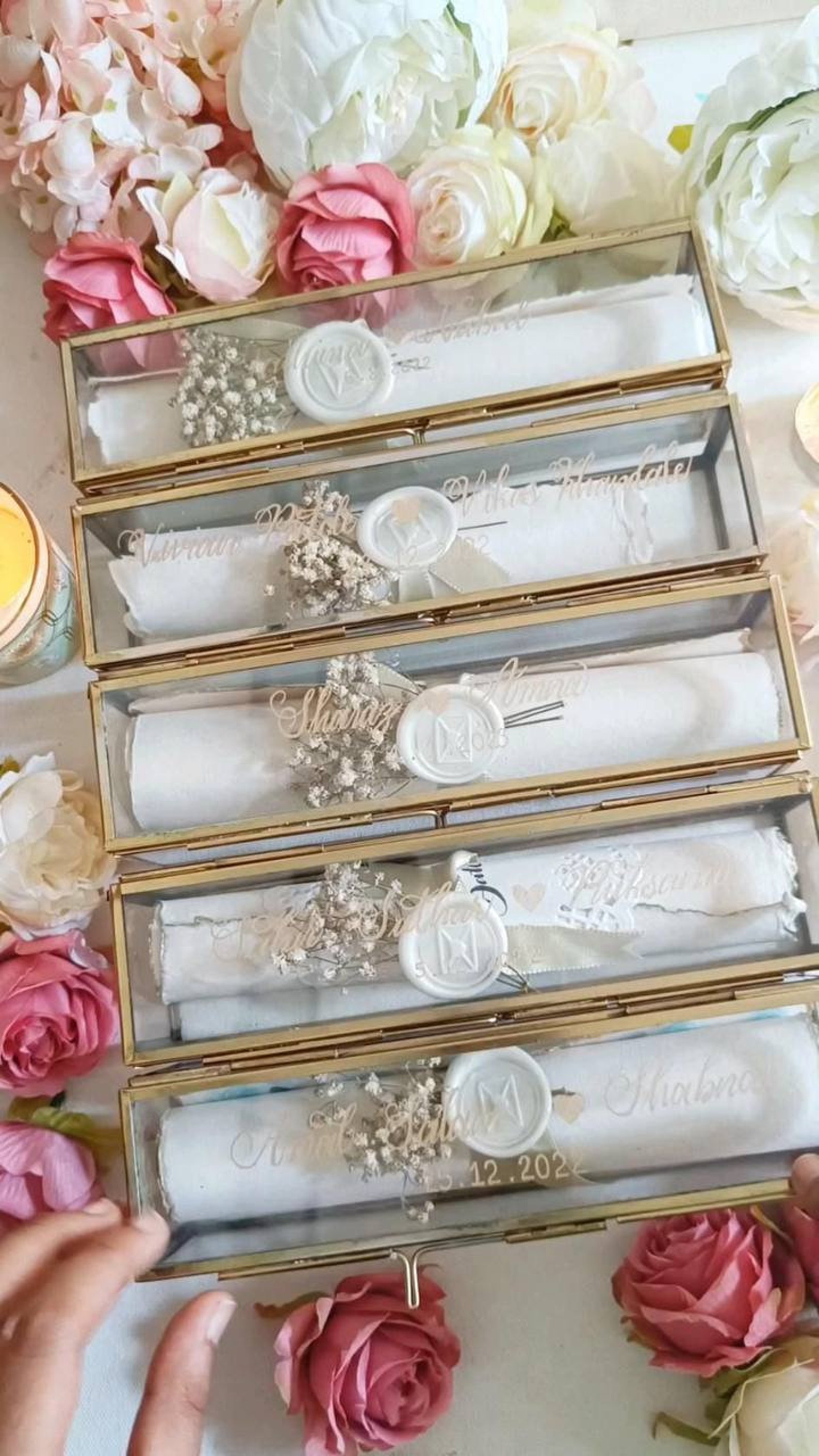 Wedding Box Invitation Box Glass and Metal Scroll Box Wedding Card ...