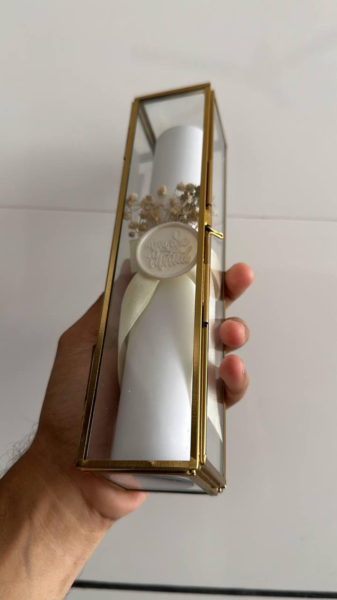 Vintage Glass Box for Invitations Letter Handmade Glass Scroll Box for ...