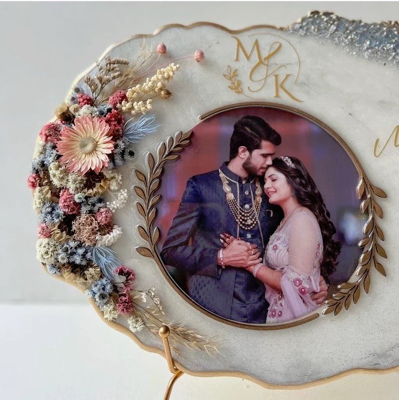 Lovely Resin Personalised Frame Resin Floral Anniversary Gift Welcome ...