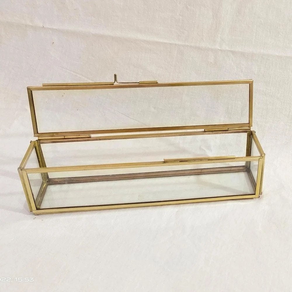 New Box Glass and Metal Scroll Box Wedding Card Invite Birthday ...