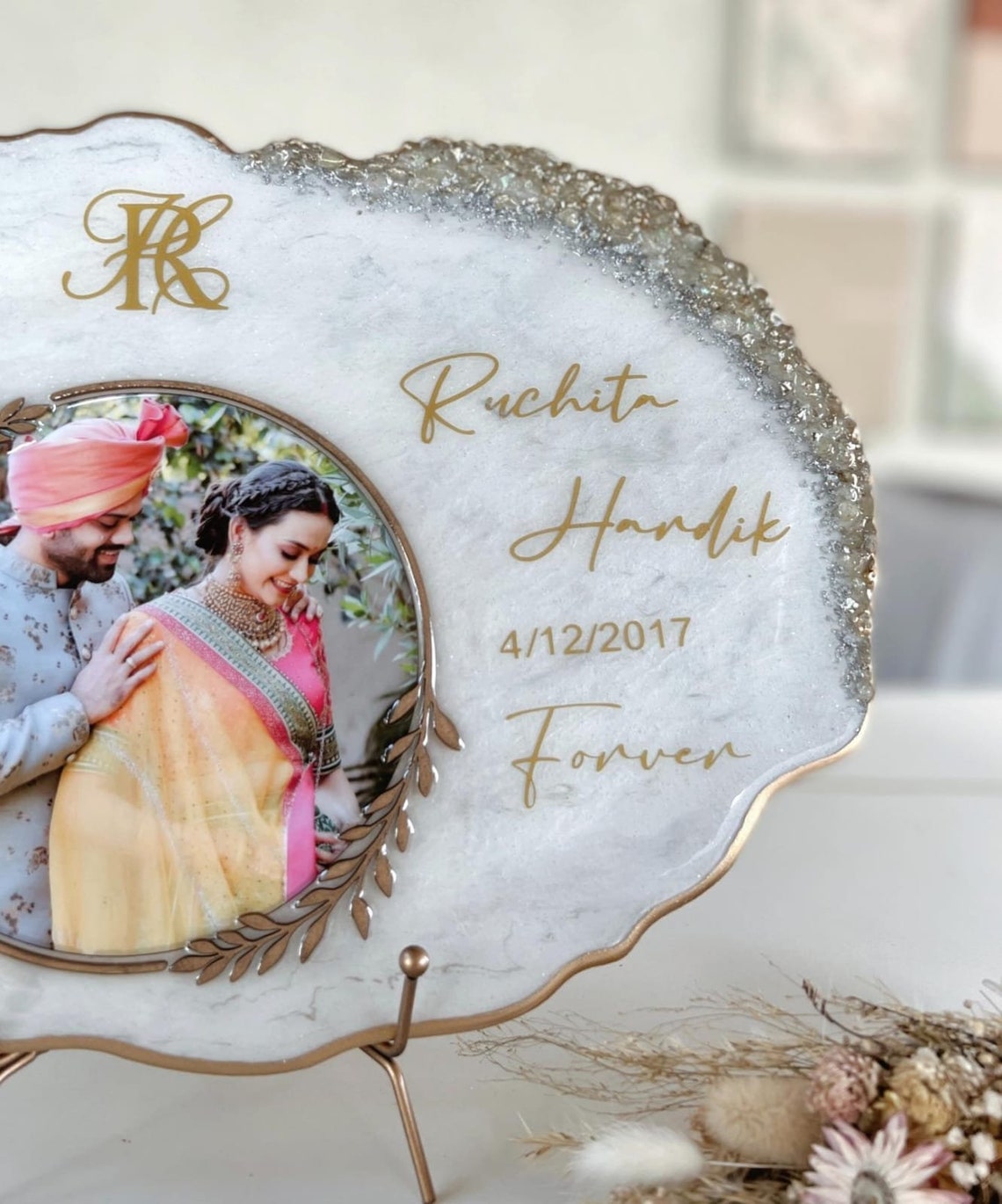 Lovely Resin Personalised Frame Resin Floral Anniversary Gift Welcome ...