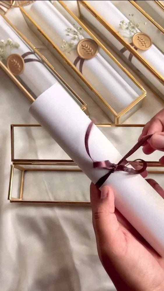 New Box Glass and Metal Scroll Box Wedding Card Invite Birthday ...