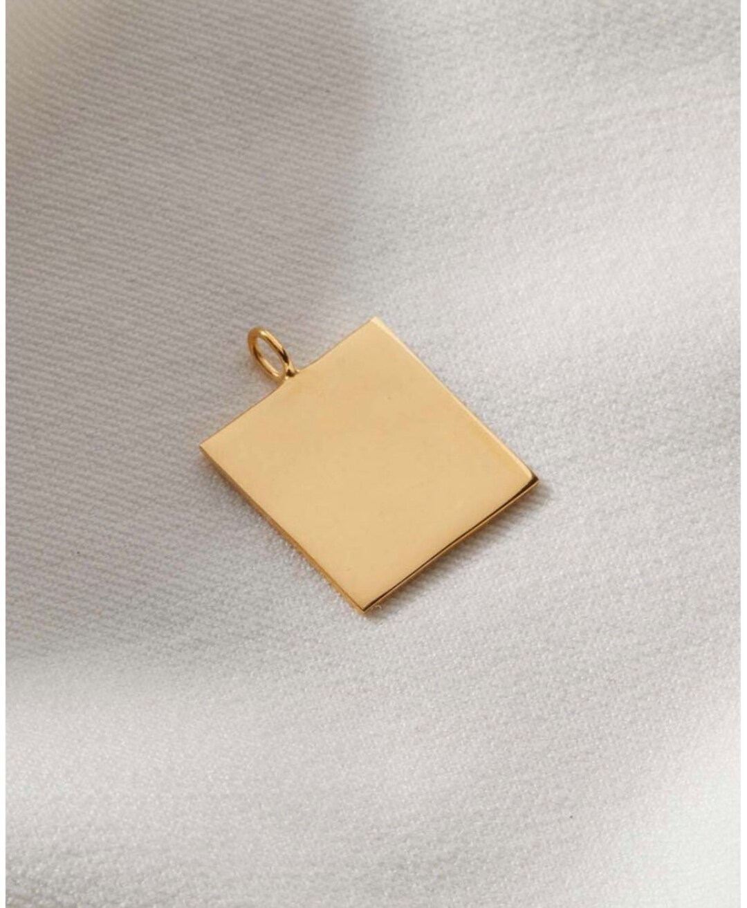 Solid Gold Square Disc Charm Pendant , Available in 9k , 14K , 18K ...