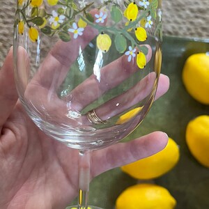 Hand Painted Delicate Lemon Wine Glass - Etsy