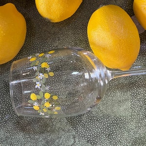 Hand Painted Delicate Lemon Wine Glass - Etsy