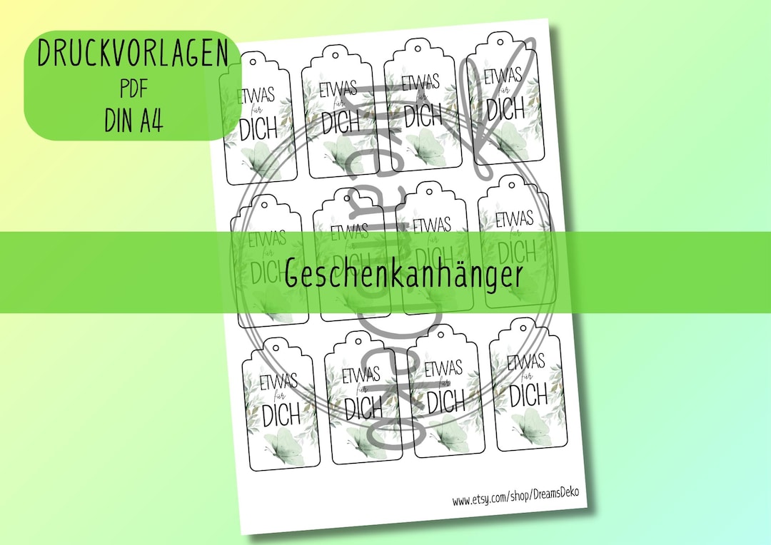 Gift Tags "something for You" With Butterfly | Printable PDF A4 | 12 ...