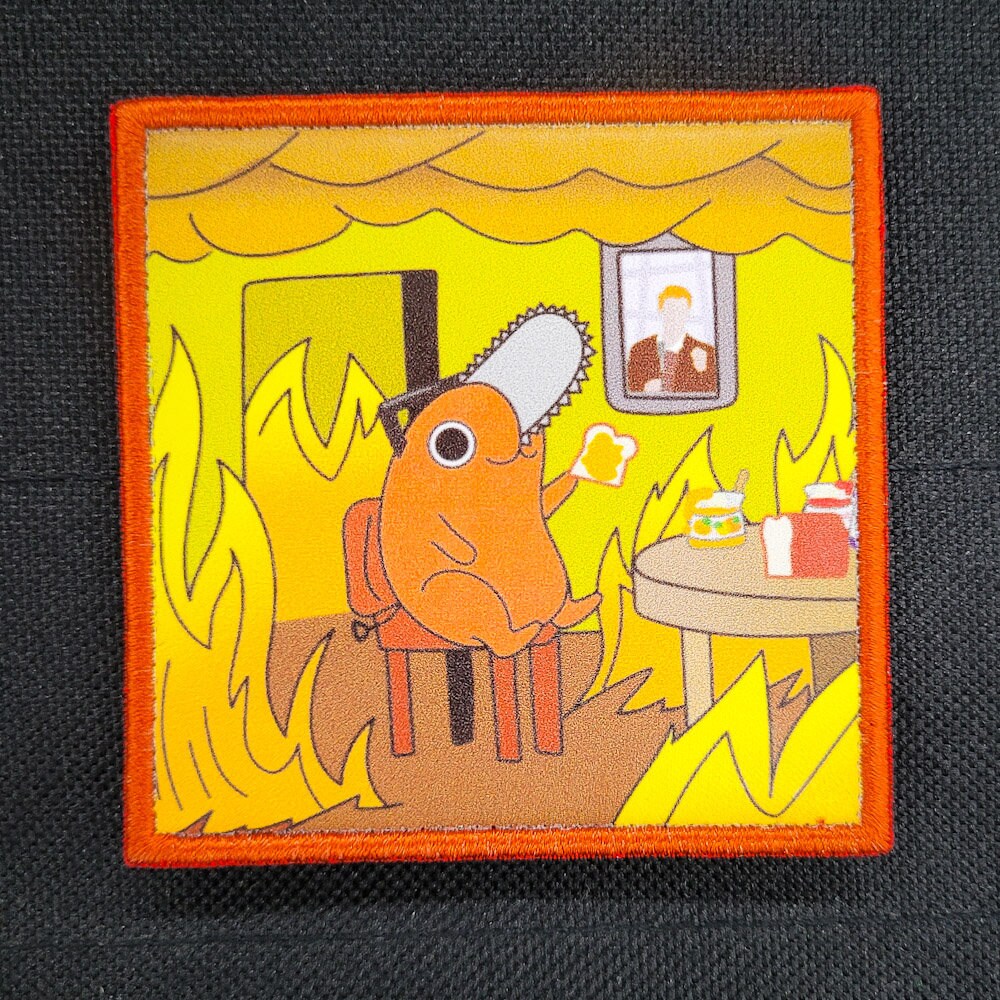 Chainsaw Man Pochita This is Fine Meme Fanart Morale Patch - Etsy
