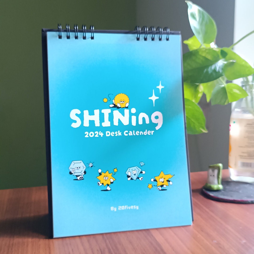 SHINING 2024 Calendar Shinee A5 Illustrated Monthly Spiral Desk ...