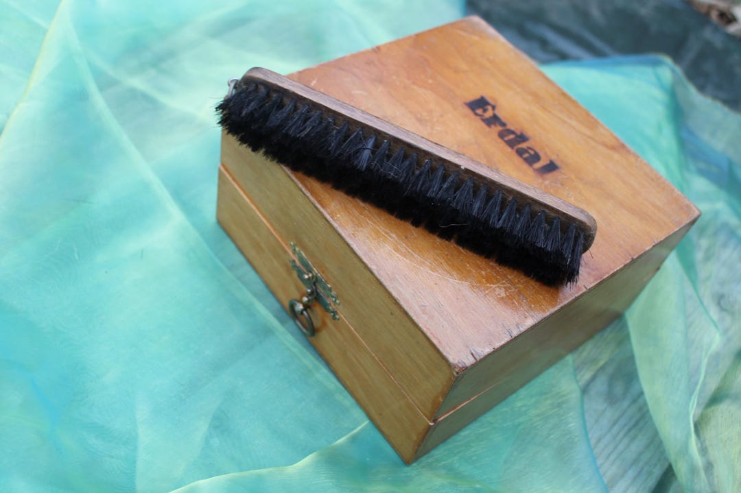 Wooden Box, Erdal Shoe Shine Box With Narrow Brush, Shoe Shine Box ...