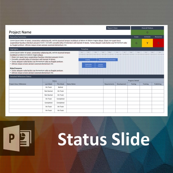 Project Status Dashboard Template Powerpoint