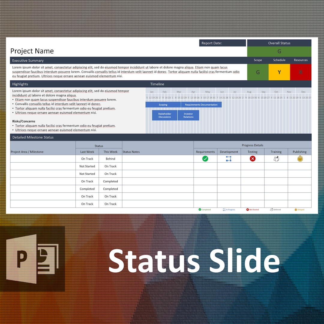 BUSINESS PROJECT STATUS Report Slide Template for Powerpoint and Google ...