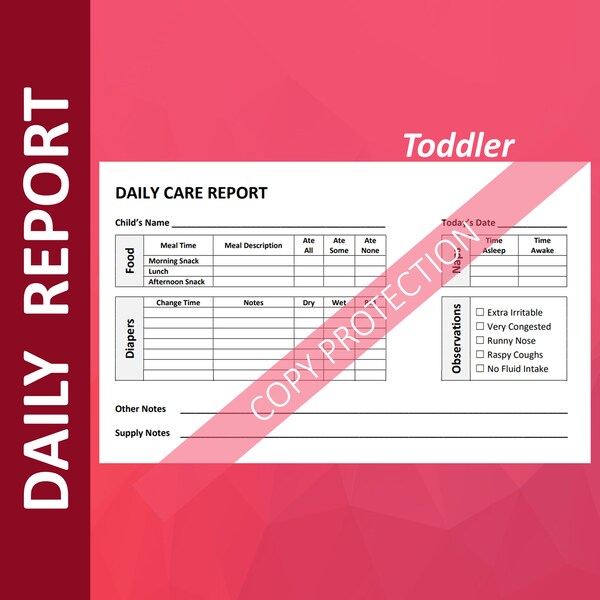 Toddler Daily Report - Etsy