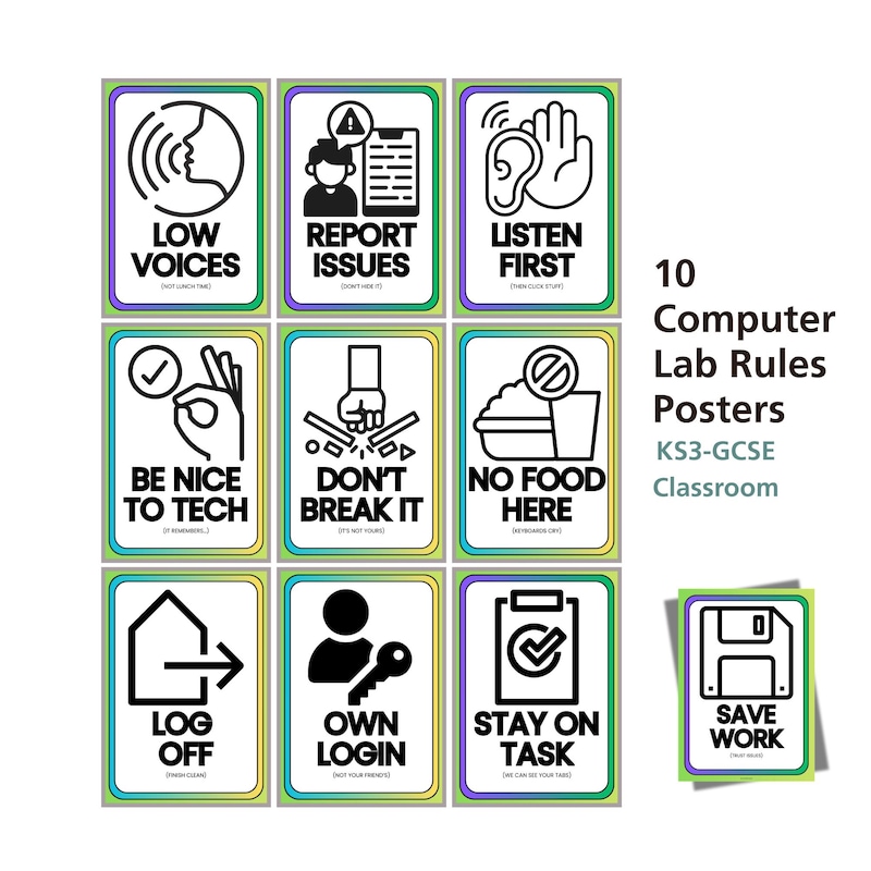 Computer Lab Rules Poster - Etsy