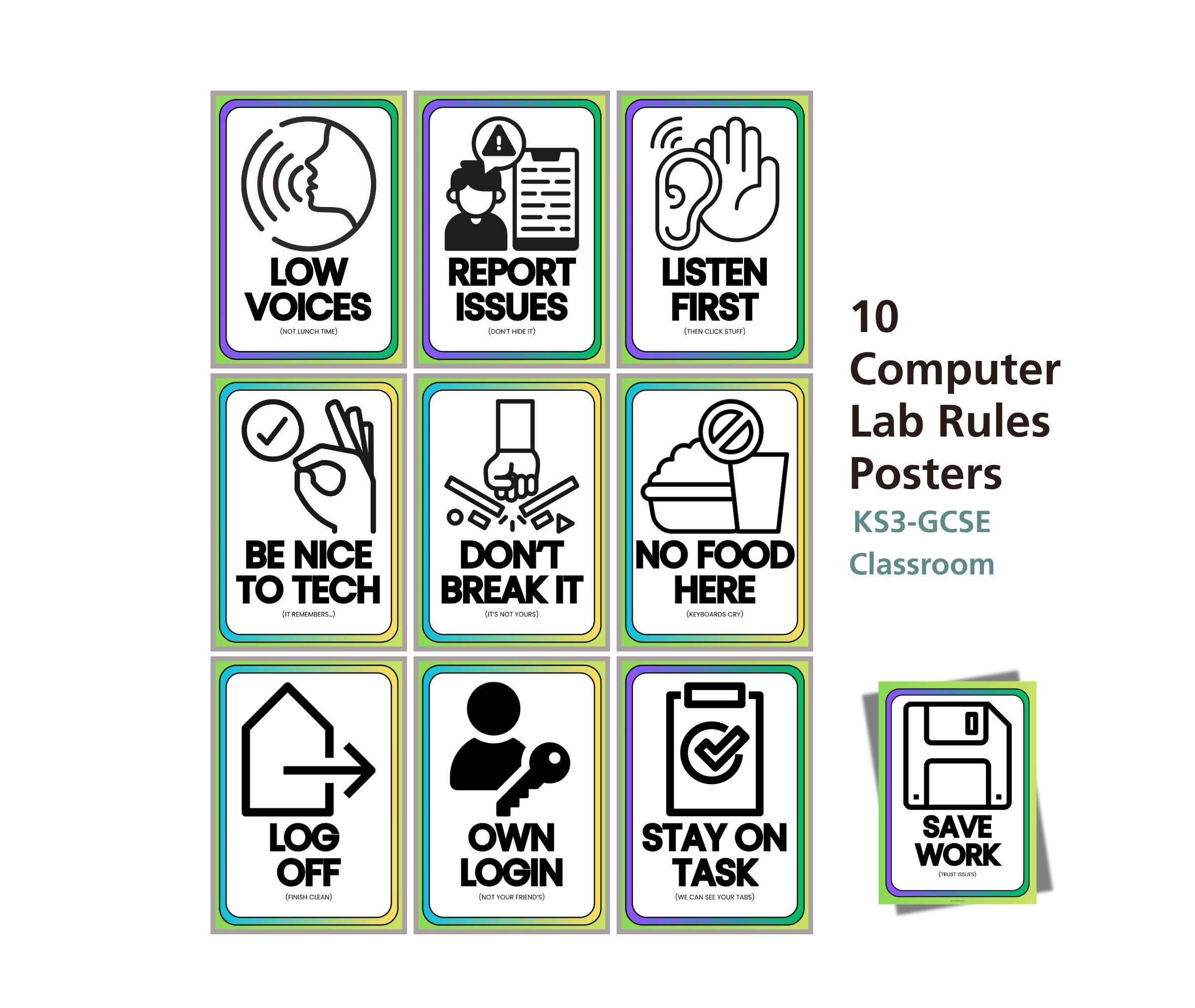 Computer Lab Rules Posters Printable | Computing Classroom Decor | KS2 ...