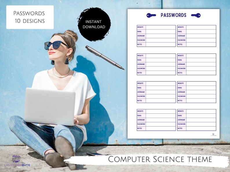 Password Tracker Printable Technology Organiser And Log A4 A5 Us Letter Instant Download Pdf