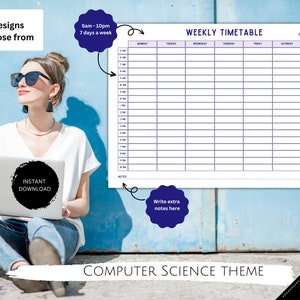 Hourly Weekly Schedule | Computer Science and Technology | Printable ...
