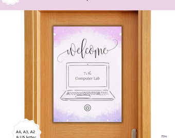 Computer Lab School Sign, Classroom Decor, Teacher Door Sign, Computers ...