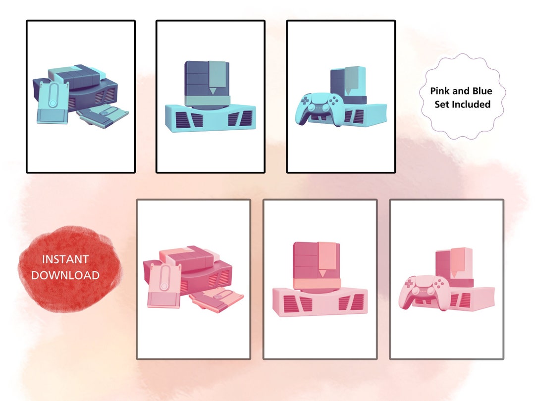Retro Pixel Gaming Poster Set Printable – Pink & Blue Gamer Wall Art - Etsy